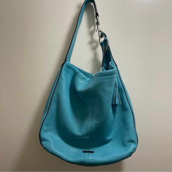 Coach | Bags | Coach Turquoise Pebbled Leather Shoulder Bag With Tassel ...